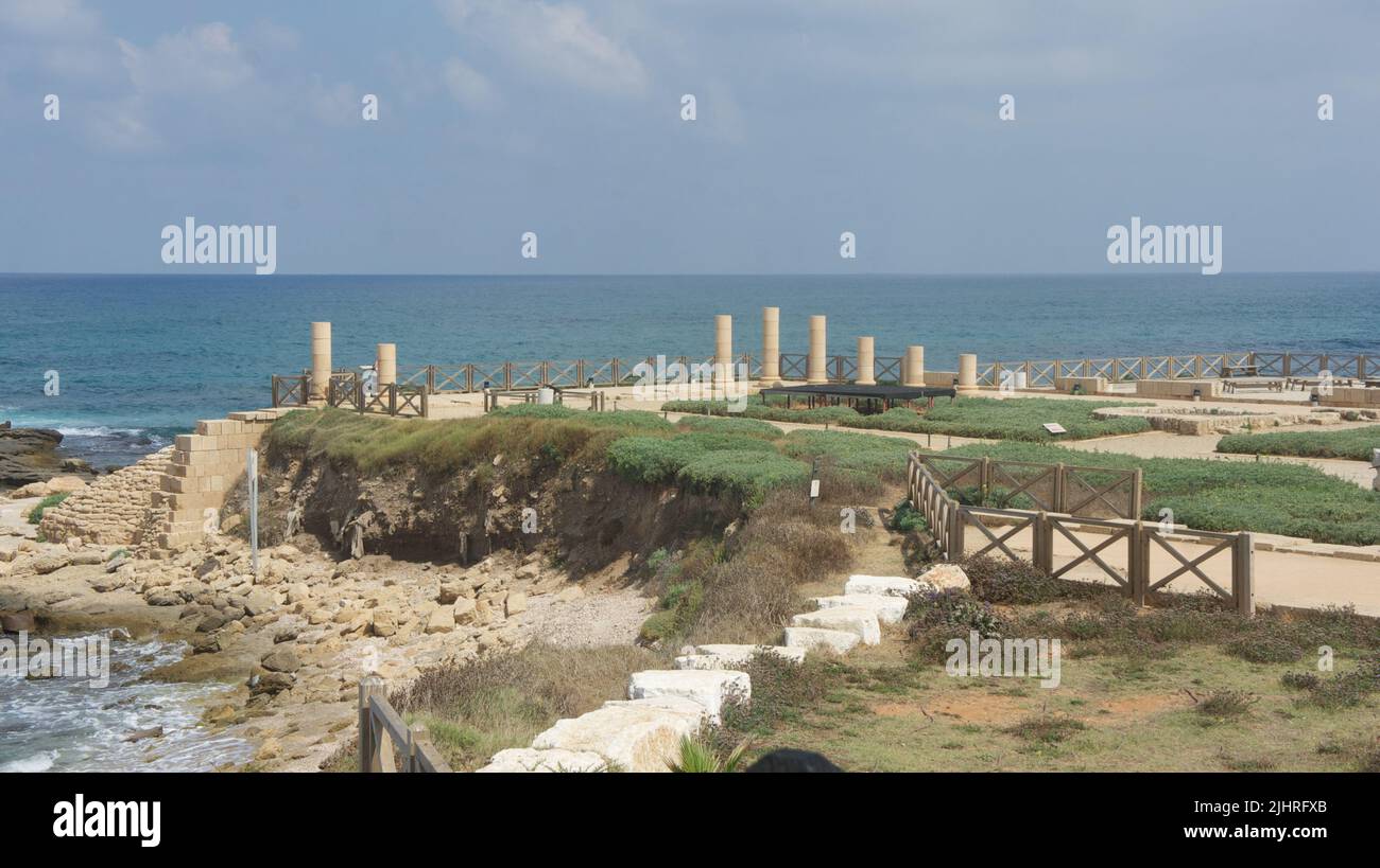 Herod's upper Palace in Caesarea Maritima, Israel. It is now one of ...
