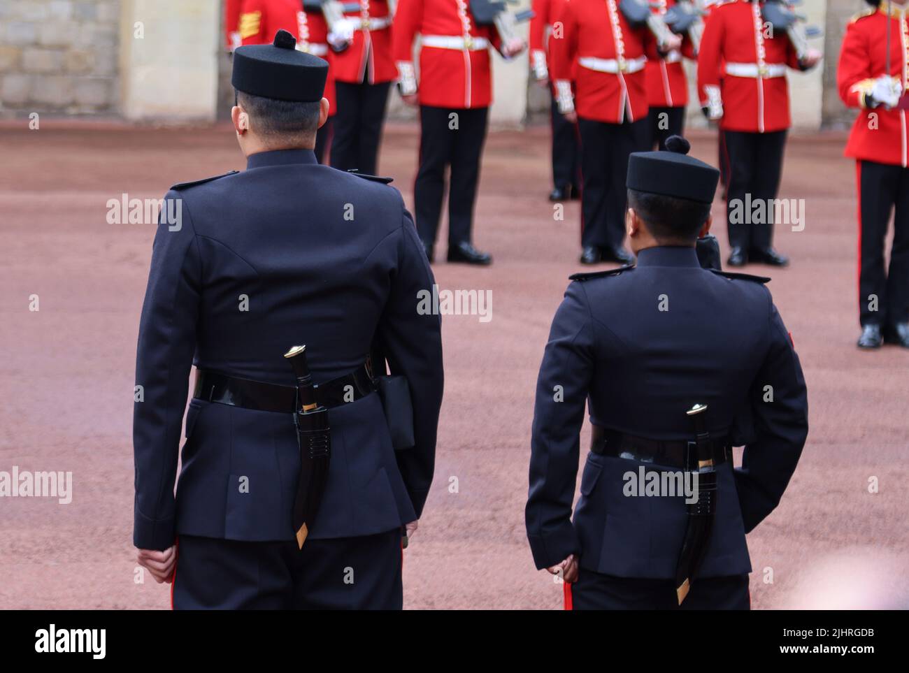 A moment of the changing of the guard at Windsor Castle, England Stock ...