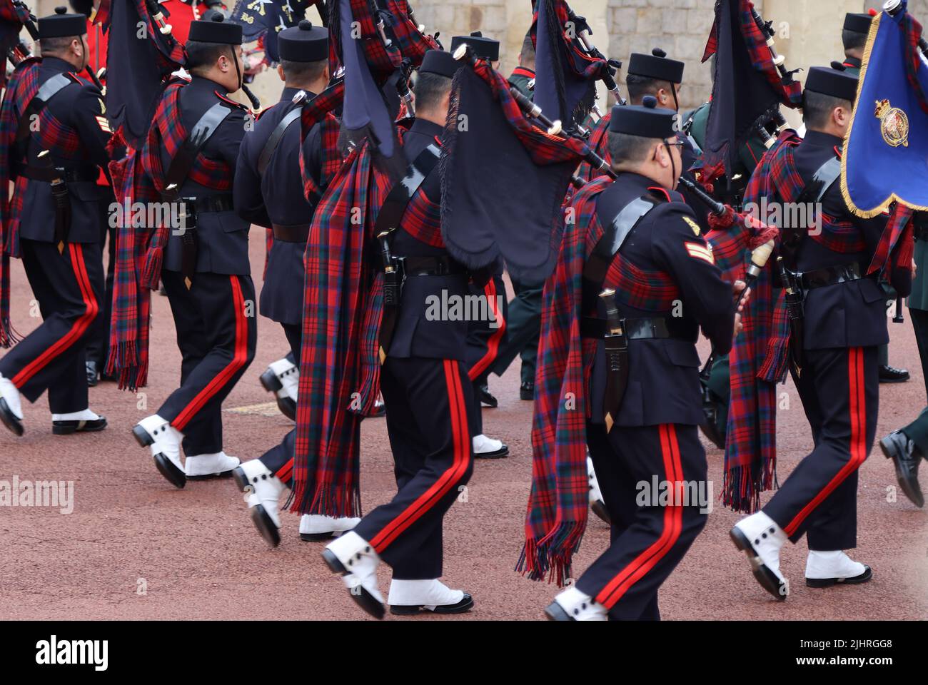 A moment of the changing of the guard at Windsor Castle, England Stock ...