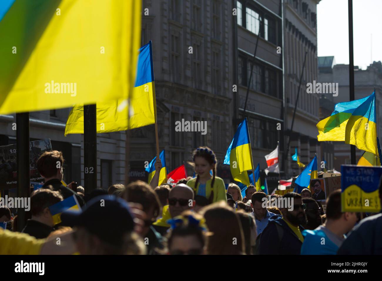 People gather and march during the ‘London Stands with Ukraine’ march ...