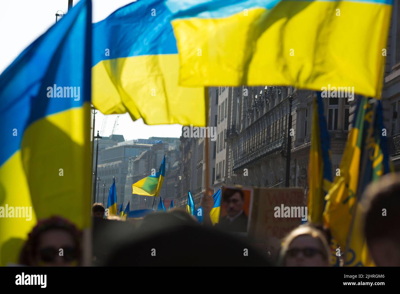People gather and march during the ‘London Stands with Ukraine’ march ...