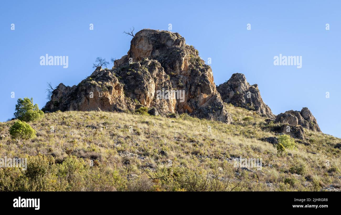 The remains of the Moorish Castle in the town of Mondujar, Lecrin ...