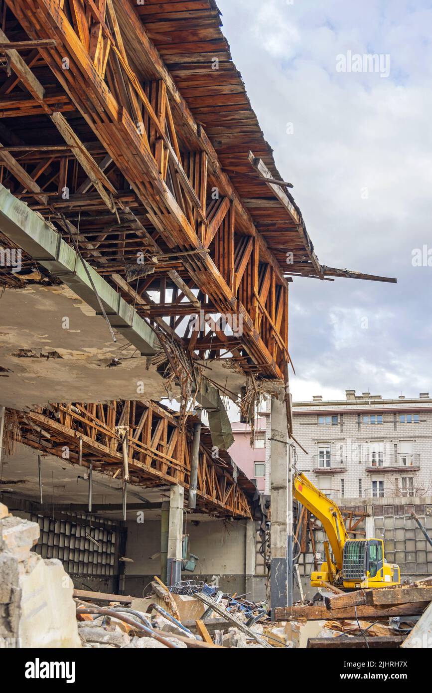 Old Wooden Factory Industrial Building Demolition Site Stock Photo - Alamy