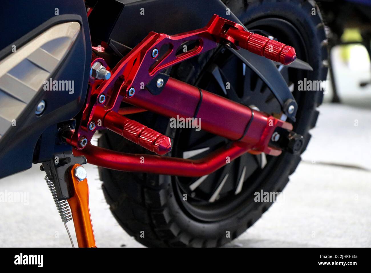 Sport electric motorcycle or side view of a new red electric motorbike ...