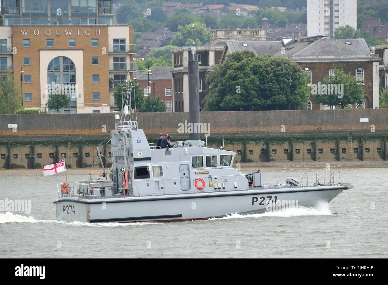 Royal Navy Archer-class inshore patrol boat HMS Tracker, P274, heading ...