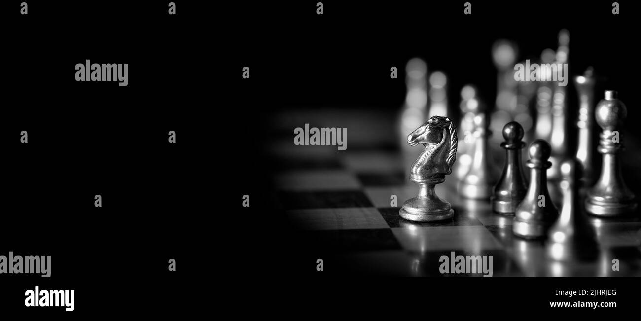 Chess pieces on chessboard panorama hi-res stock photography and images ...