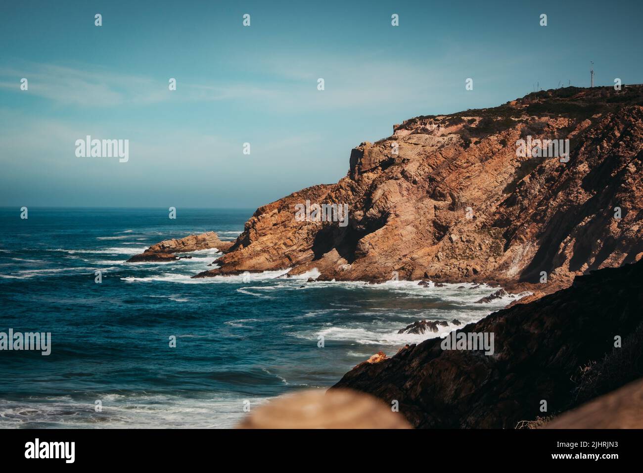 The sea waves crashing on the cliffs on the East coast of South Africa ...