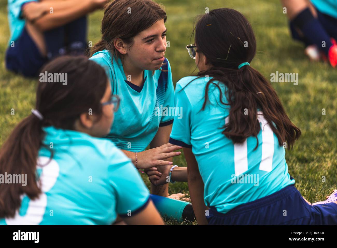 Girl in blue soccer uniform hi-res stock photography and images - Alamy