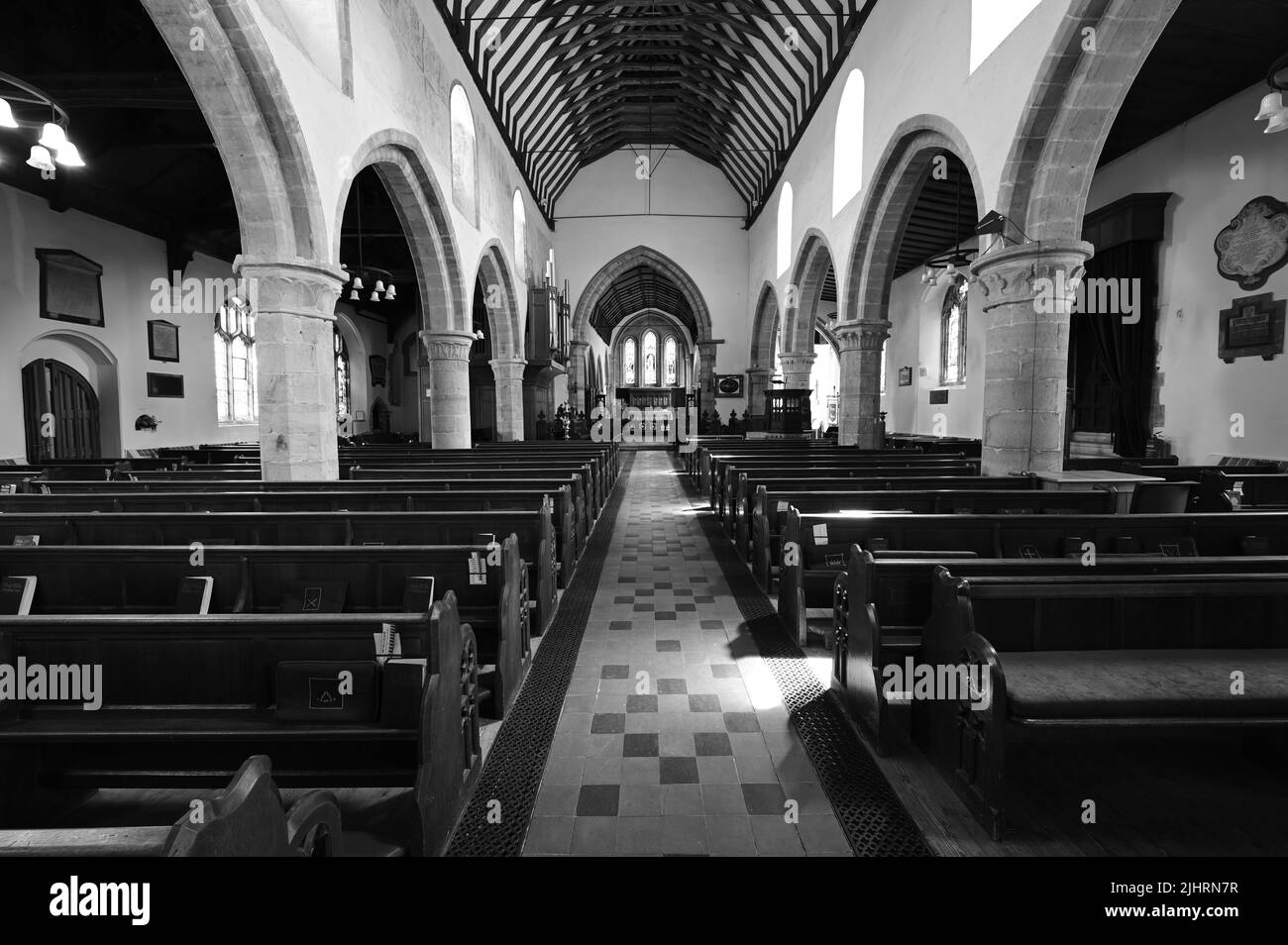 Interior church altar pews Black and White Stock Photos & Images - Alamy