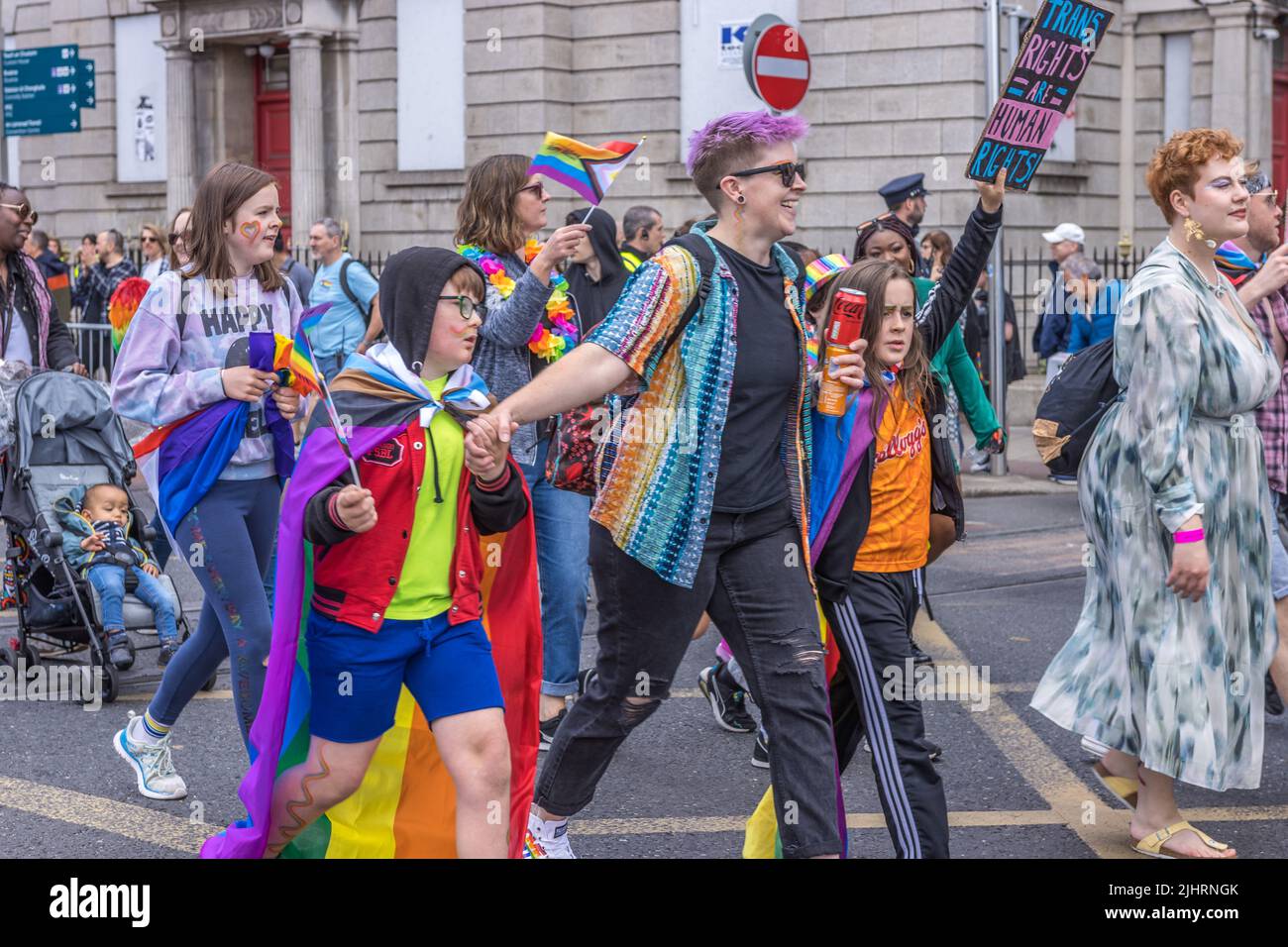 A cheerful crowd gathered for a pride festival in Dublin Ireland Stock ...