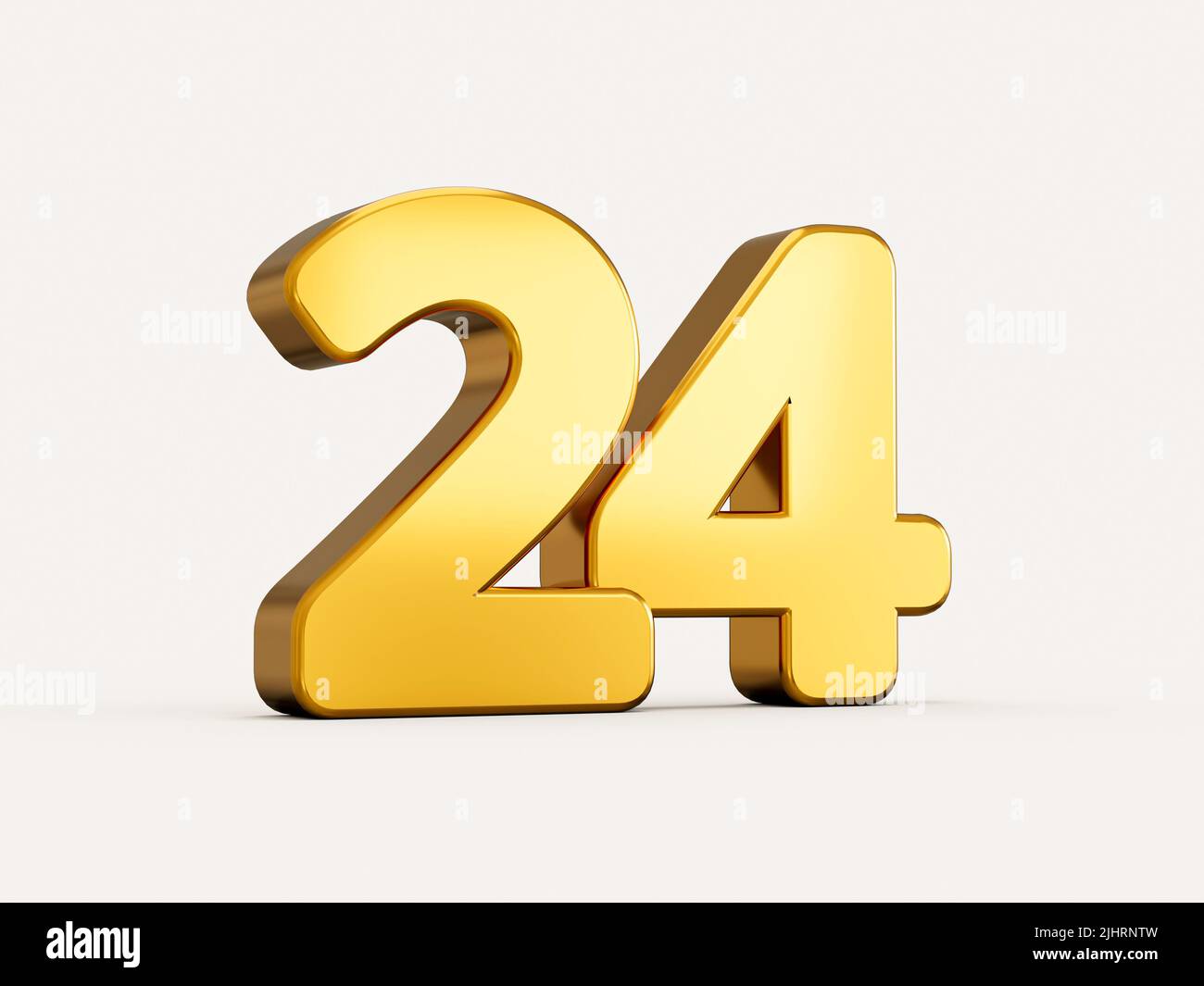 3d illustration of golden number 24 or twenty four isolated on beige ...