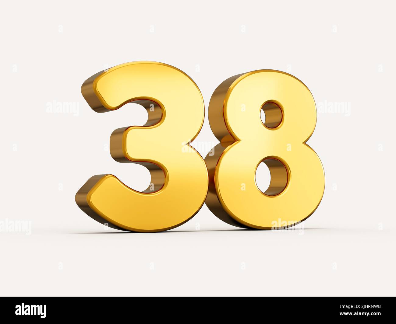 3d illustration of golden number 38 or thirty eight isolated on beige ...