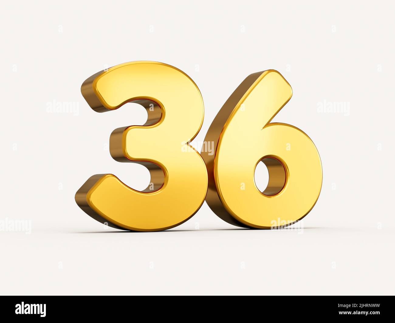 3d illustration of golden number 36 or thirty six isolated on beige ...