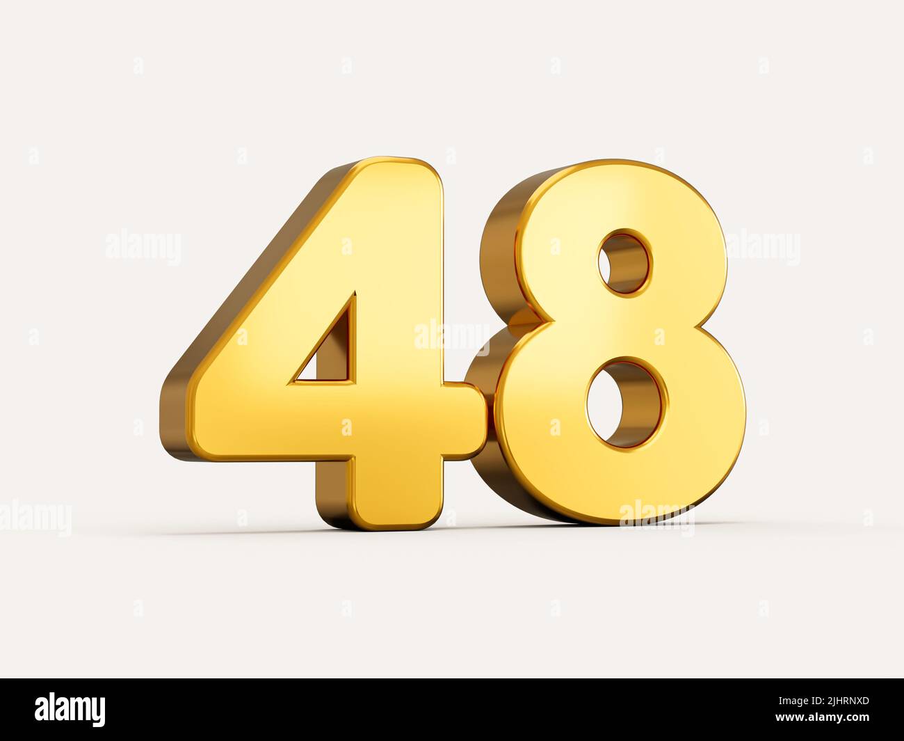 3d illustration of golden number 48 or forty eight isolated on beige ...