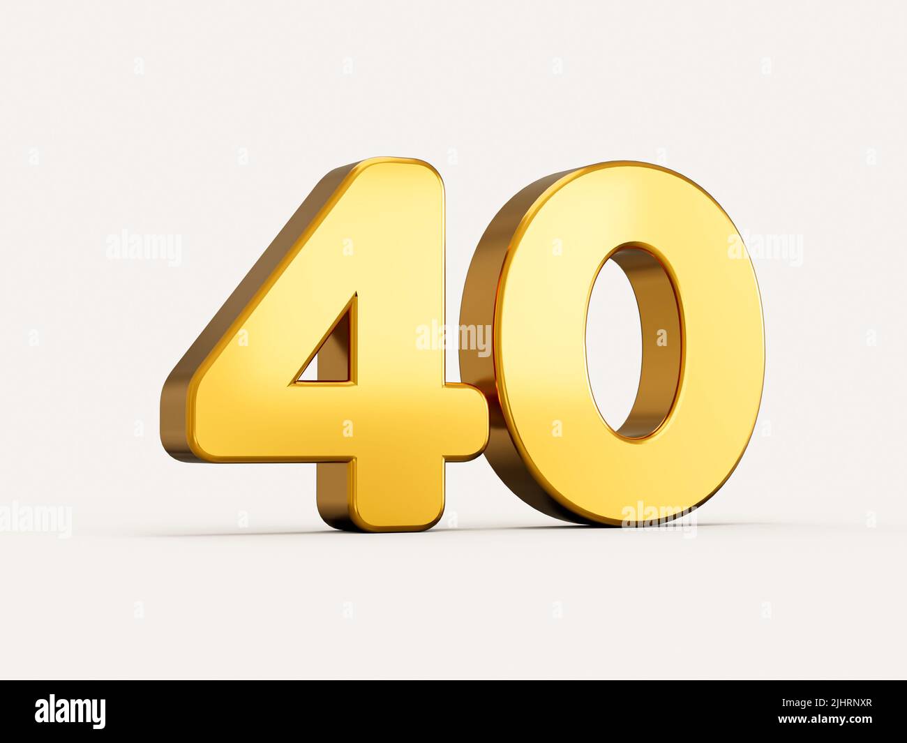 3d illustration of golden number 40 or forty isolated on beige ...