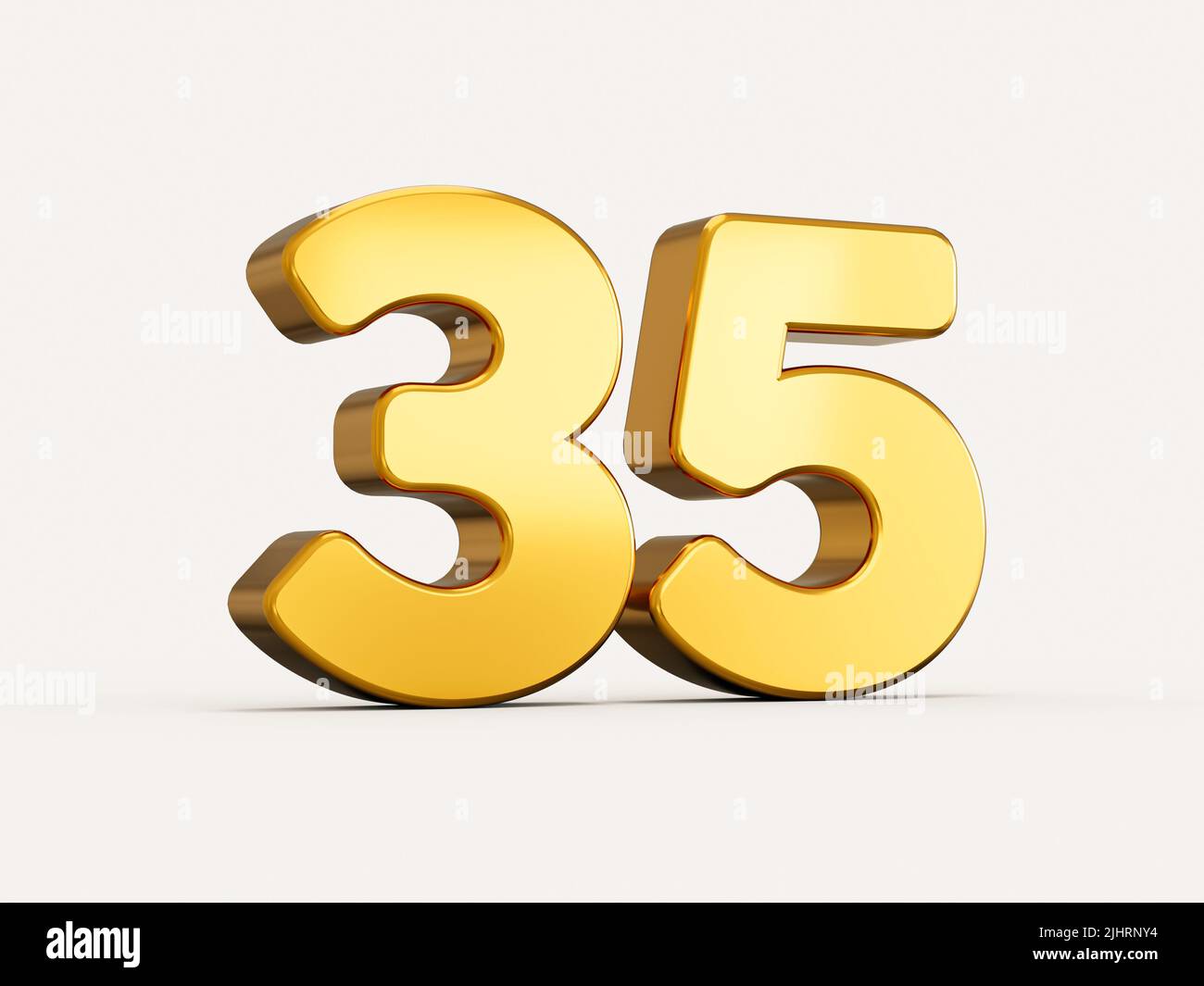 3d illustration of golden number 35 or thirty five isolated on beige ...