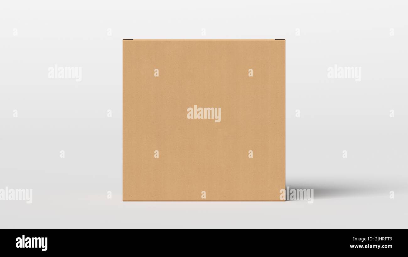 Cardboard box mock up. Square gift box on white background. Front view Stock Photo - Alamy