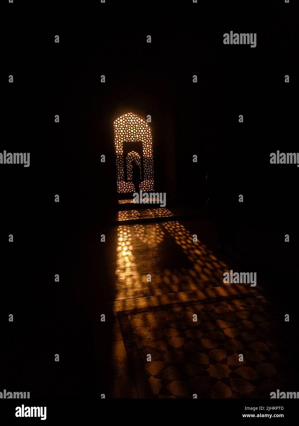 An architectural entrance door with light going through it Stock Photo ...