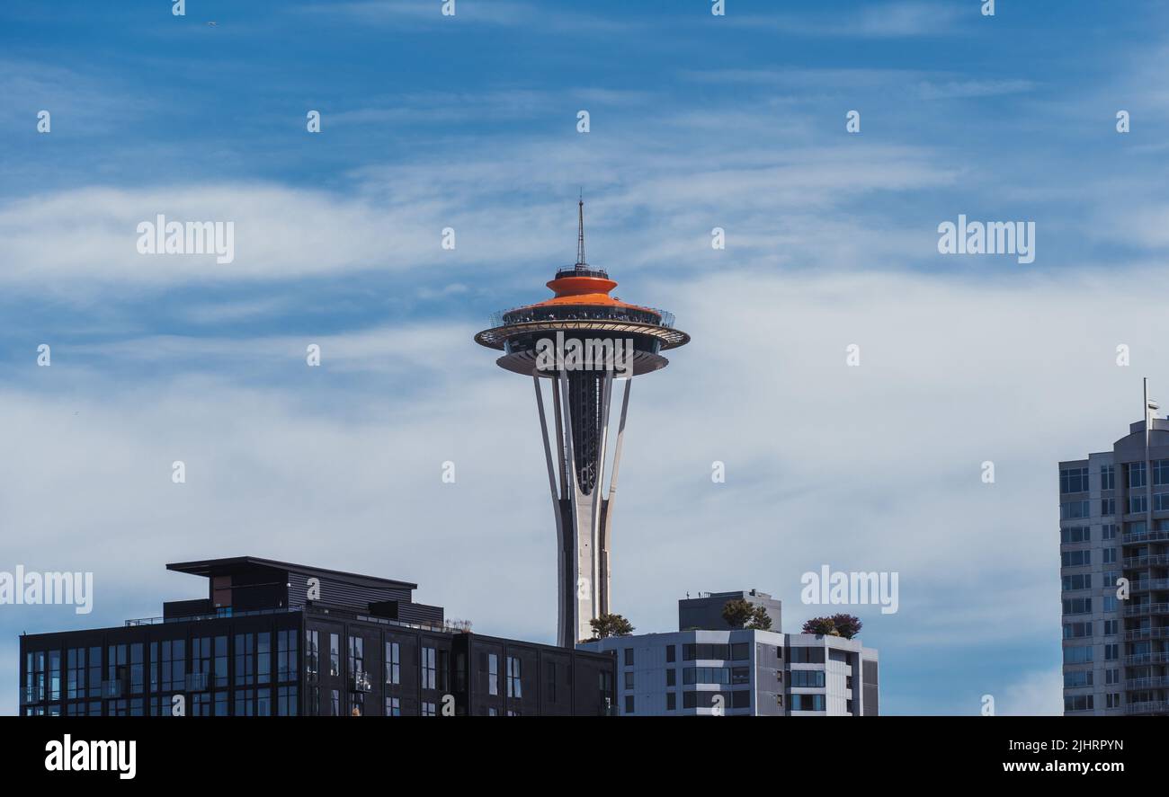 A scenic view of the Space Needle observation deck at the Seattle ...