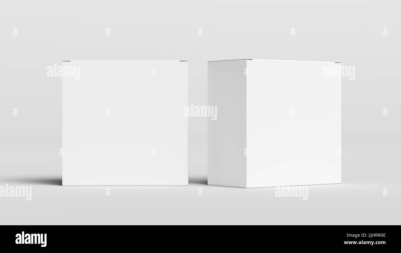 Two square boxes mock up. white gift boxes on white background. Front ...