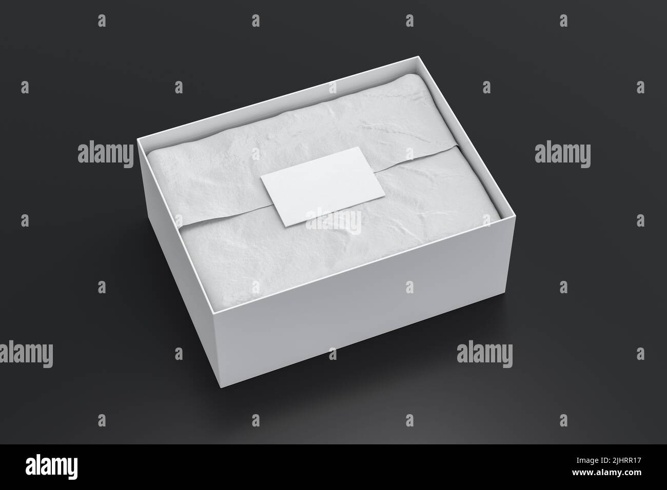 Gift box mock up. White gift box with blank label or business card on ...