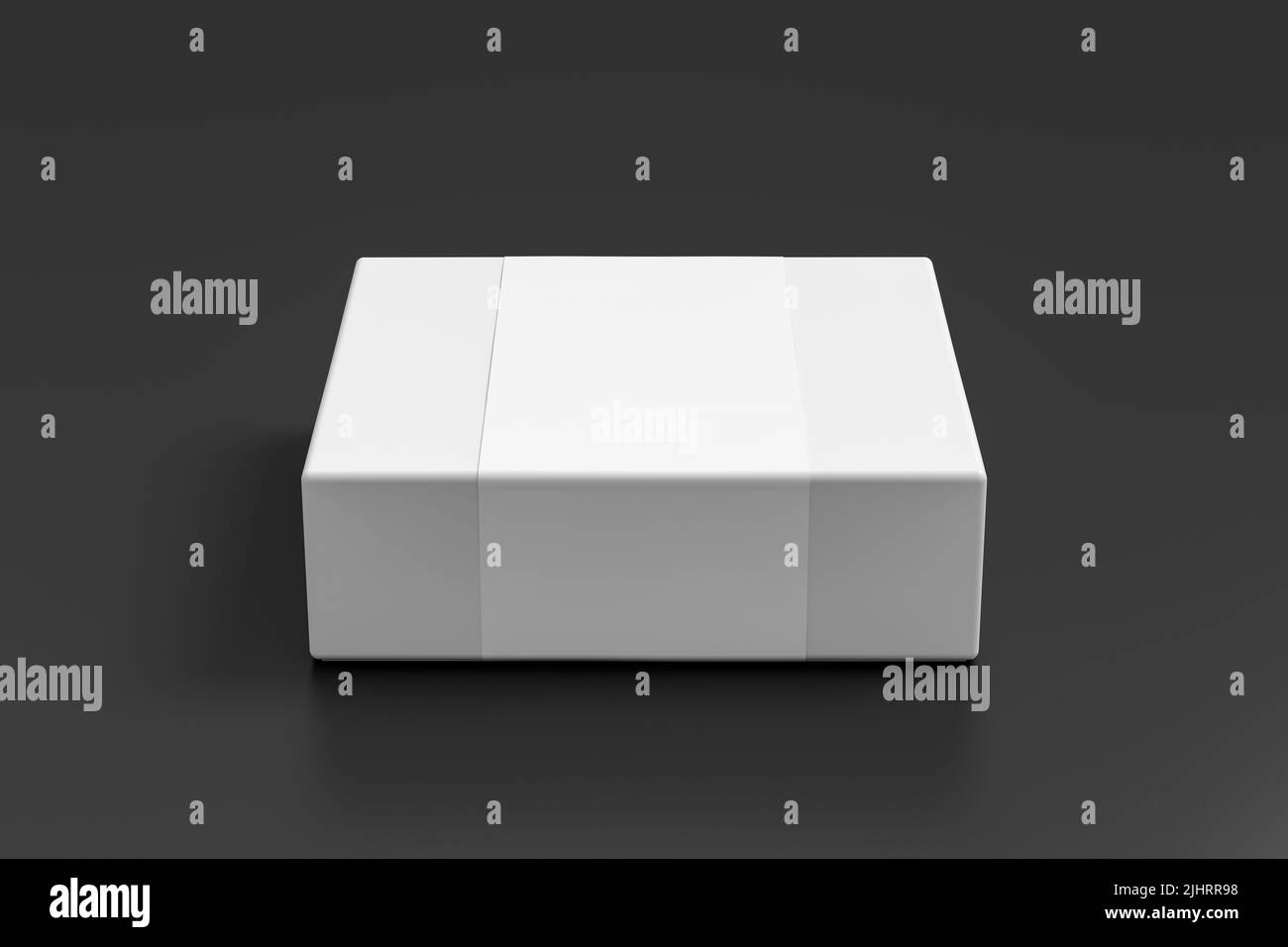 Square box mock up with blank paper cover label: White gift box on ...