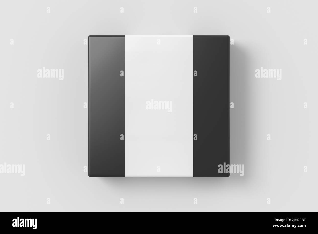 Square box mock up with blank paper cover label: Black gift box on ...