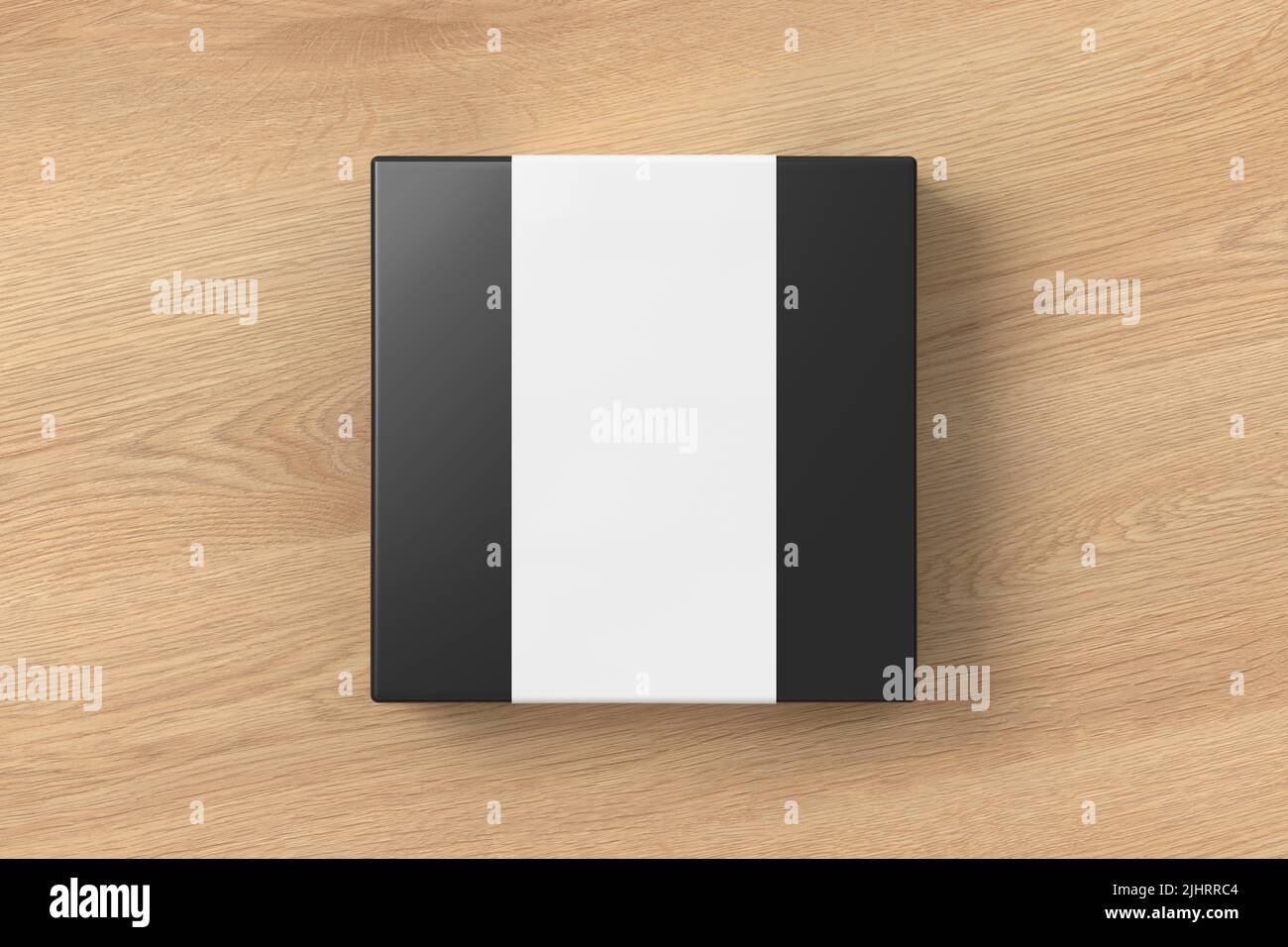 Square box mock up with blank paper cover label: Black gift box on ...