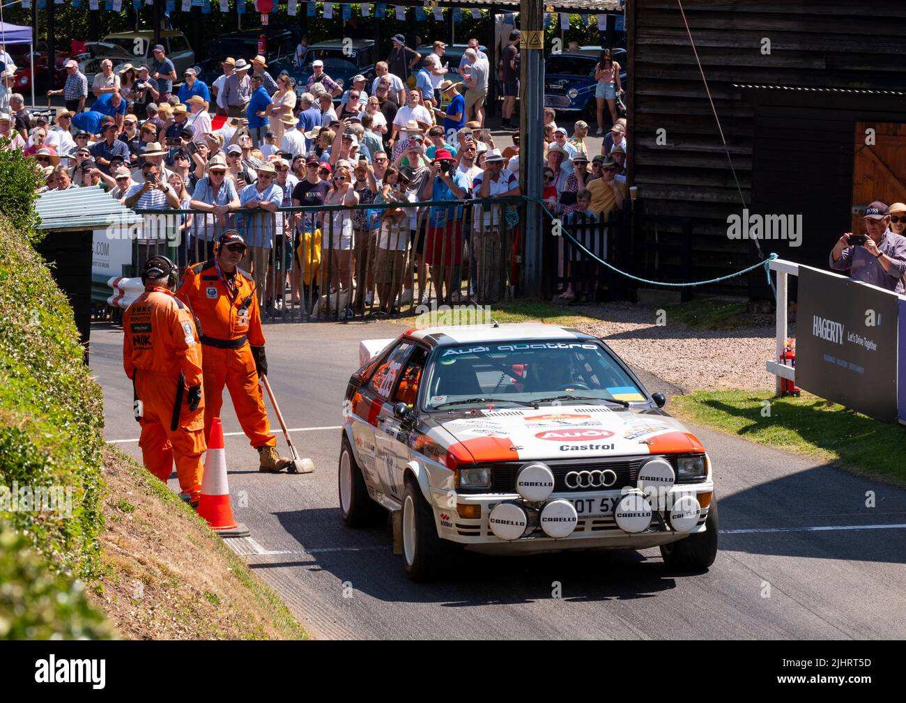Audi Quattro Group B rally car leaves the line, Shelsley Walsh Classic ...