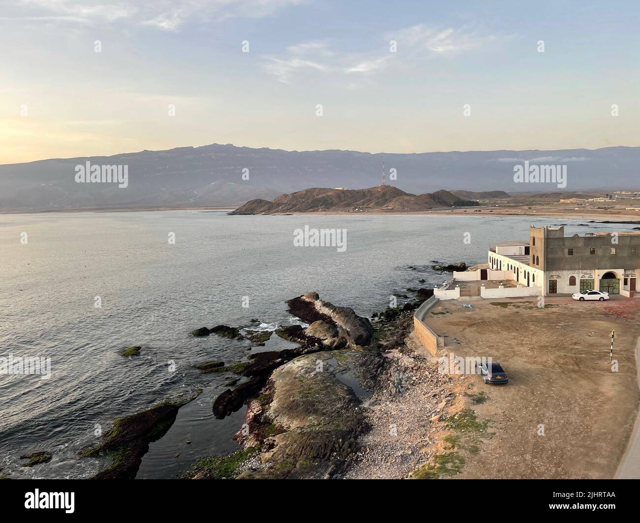 An aerial view of a beautiful seascape in cloudy sky background in ...