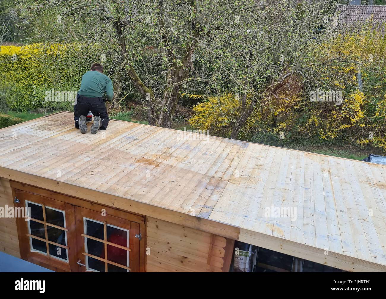 Roofing felt welding on bitumen roof roof repair with roofing felt and ...