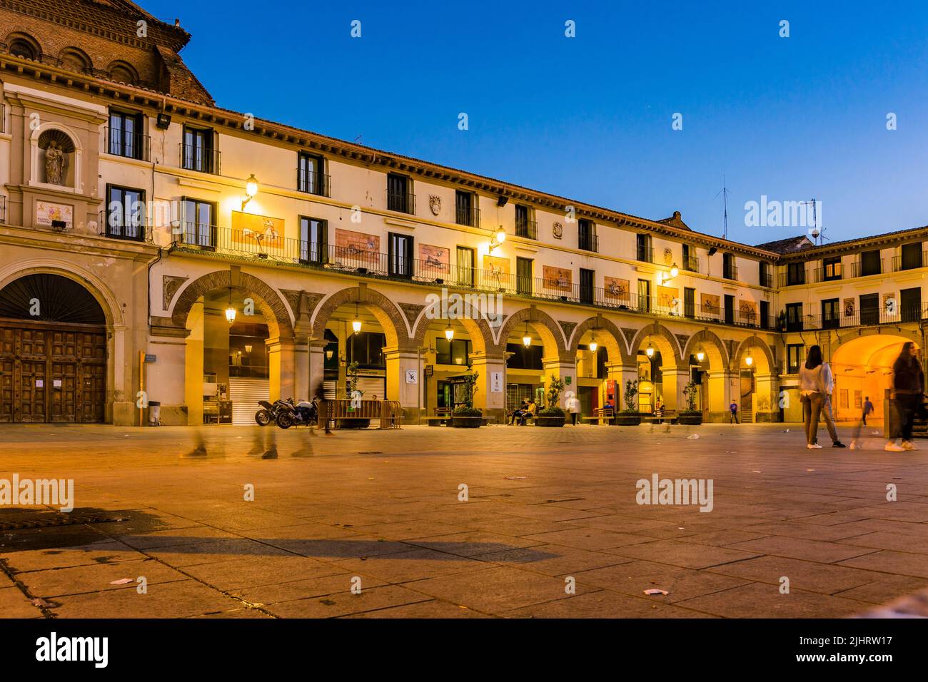 Plaza Nueva - New Square, o Plaza de los Fueros at dusk. Tudela ...