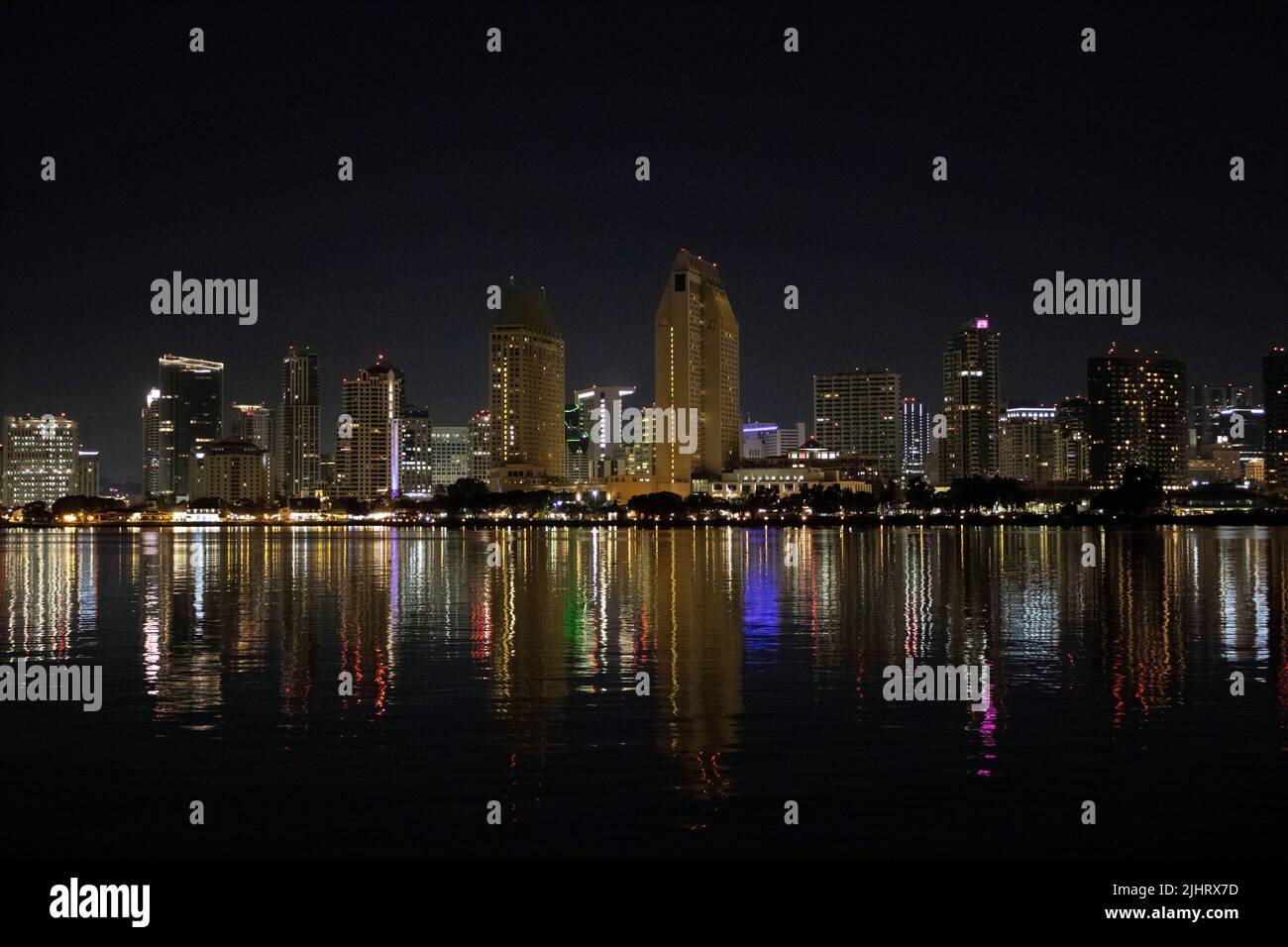 A breathtaking night view of illuminated Coronado city, USA Stock Photo ...
