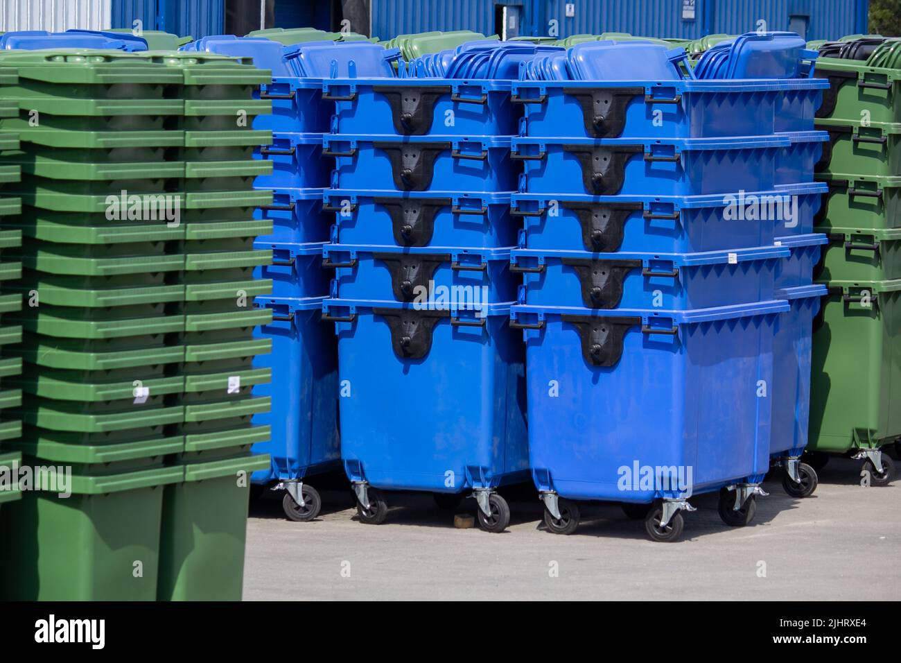 A closeup of new plastic Garbage Containers Stock Photo - Alamy