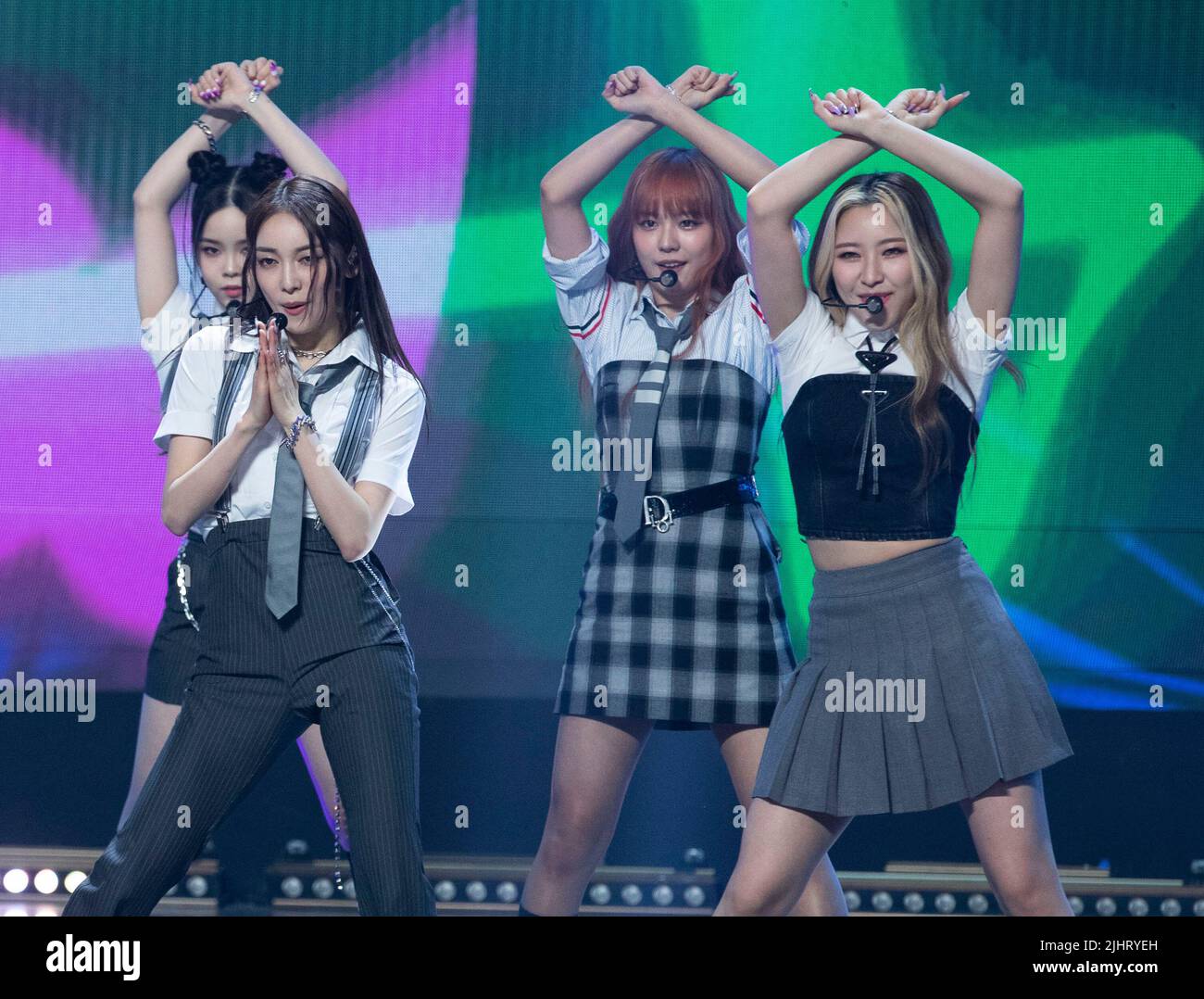 20 July 2022 - Goyang, South Korea - Japanese K-Pop girl group XG, performs on the stage during ...