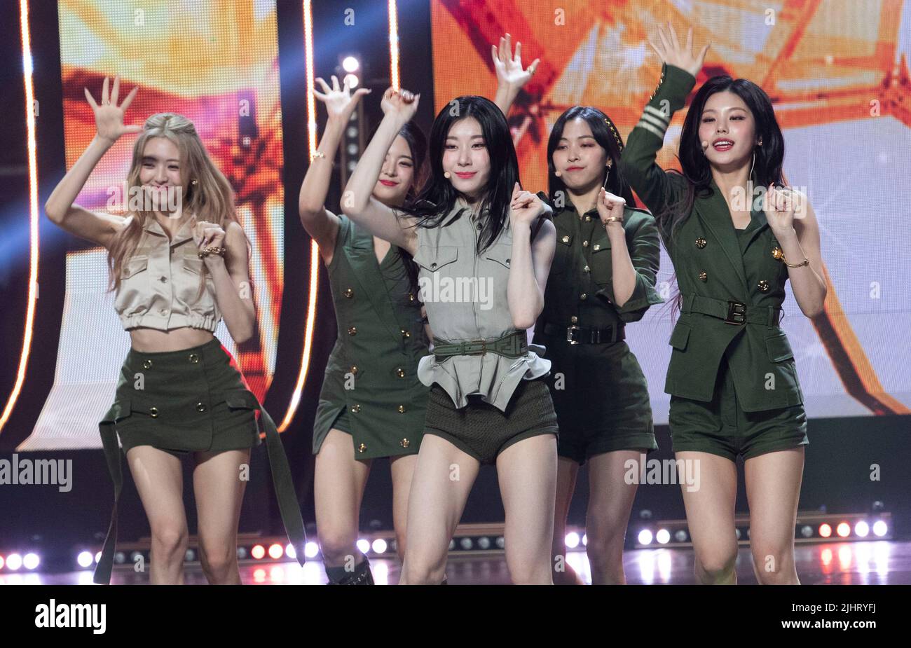 20 July 2022 - Goyang, South Korea - Japanese K-Pop girl group XG, performs on the stage during ...