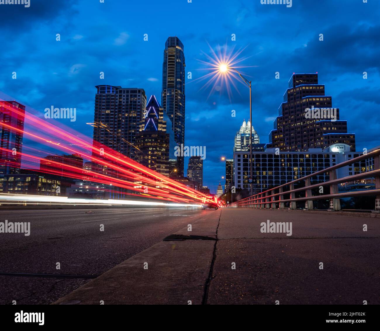 A long exposure of the Congress Avenue Bridge leading to Austin, Texas ...