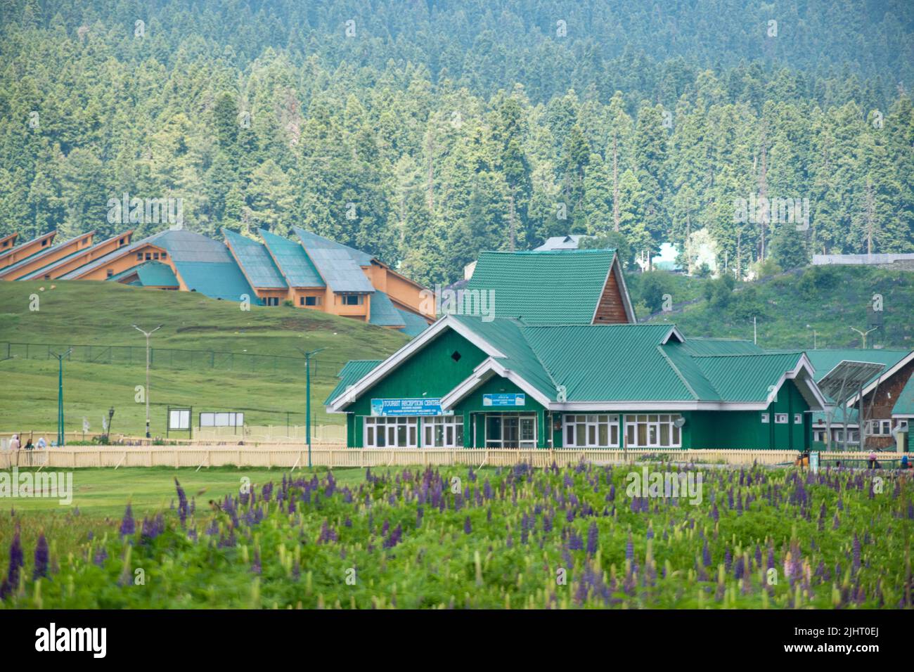 The golf course gets covered in by a thick layer of snow during the ...