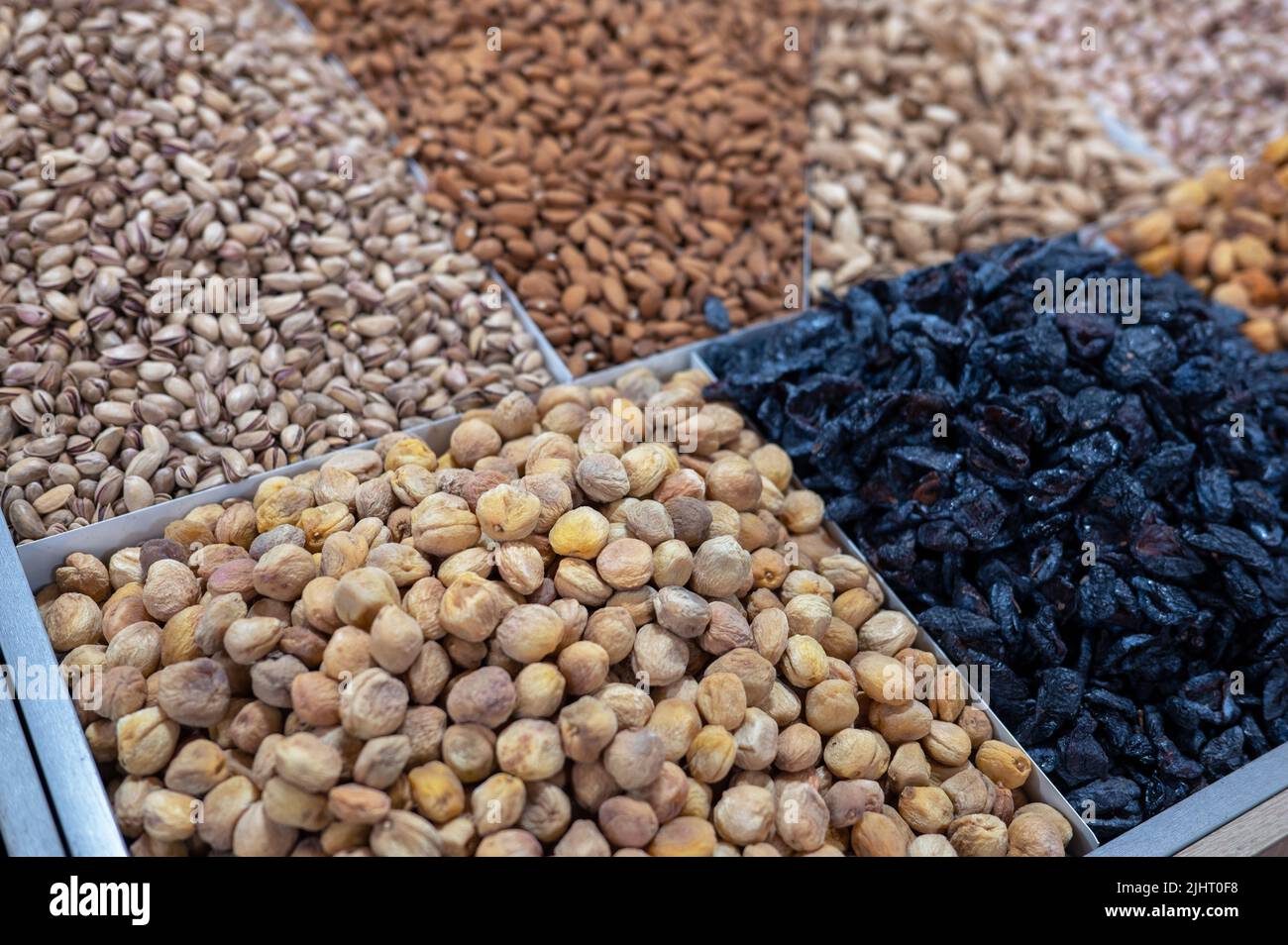 Dried fruits and nuts on local food market Stock Photo - Alamy