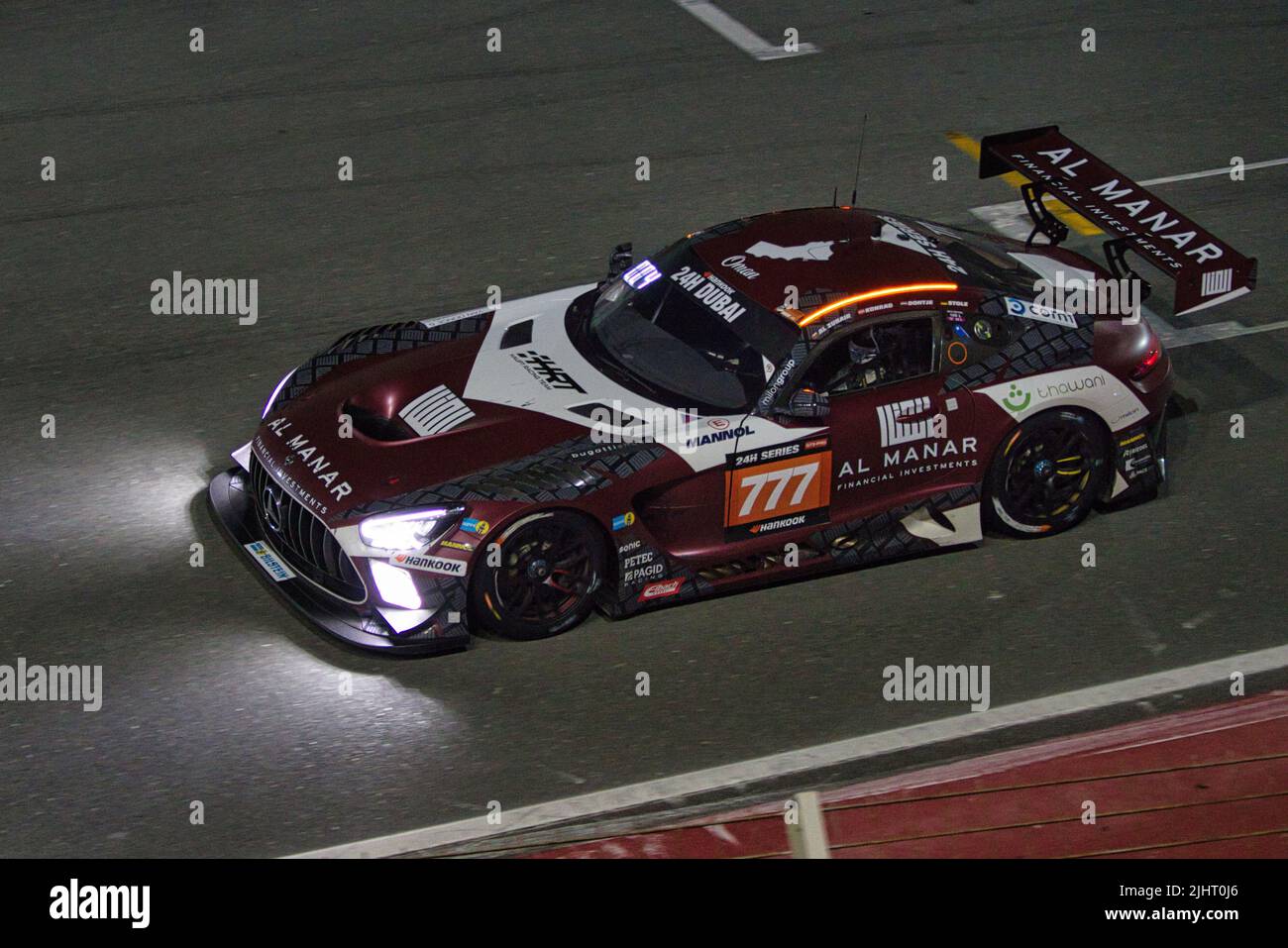 A sport car racing during the 24H Series Hankook at the Dubai Autodrome ...