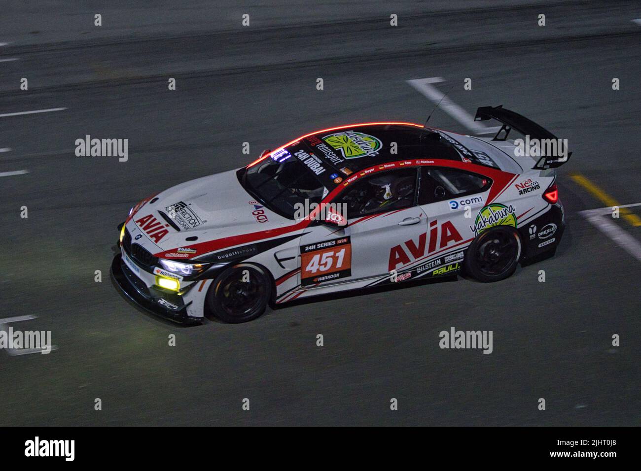 A sport car racing during the 24H Series Hankook at the Dubai Autodrome ...