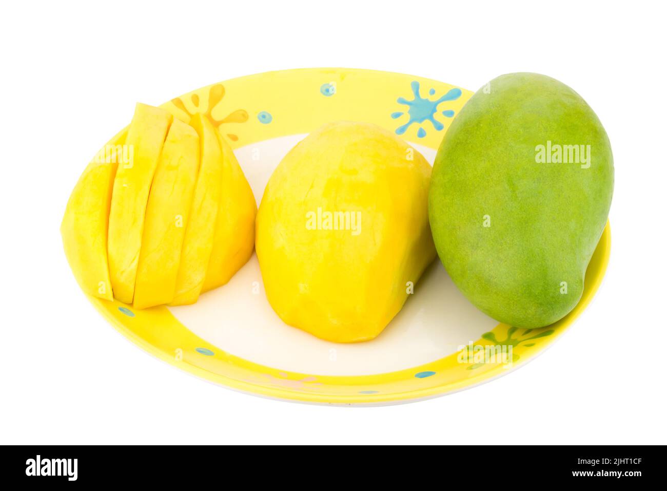 Green mango. Fruit pulp. yellow. isolated on white background Stock ...