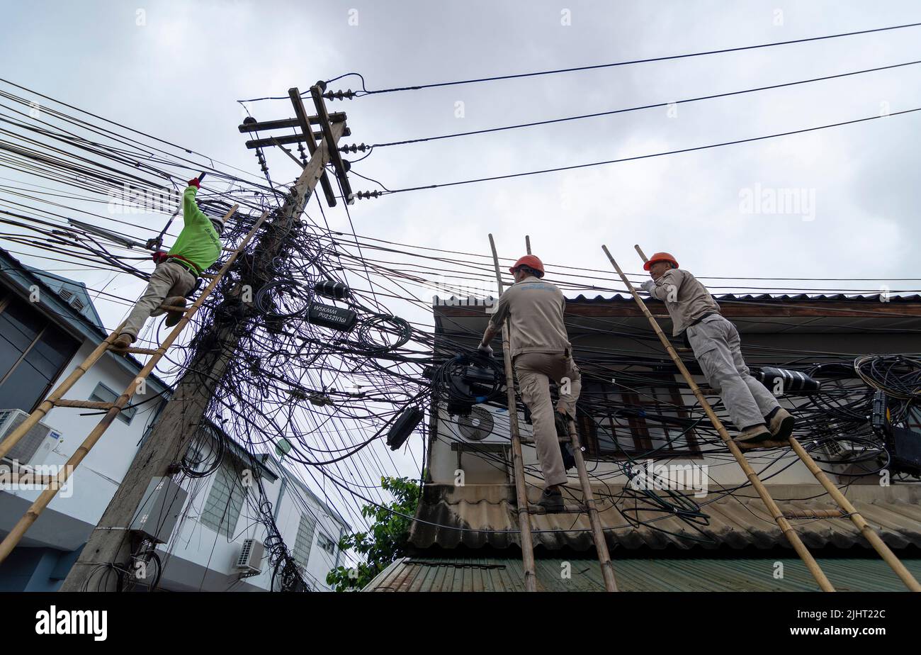 Employees seen working on the lines. Officials and related agencies in ...