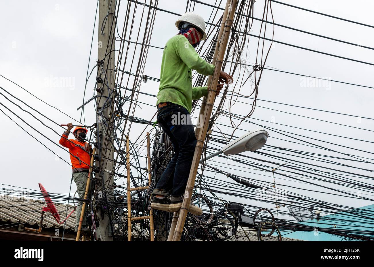 Employees seen working on the lines. Officials and related agencies in ...