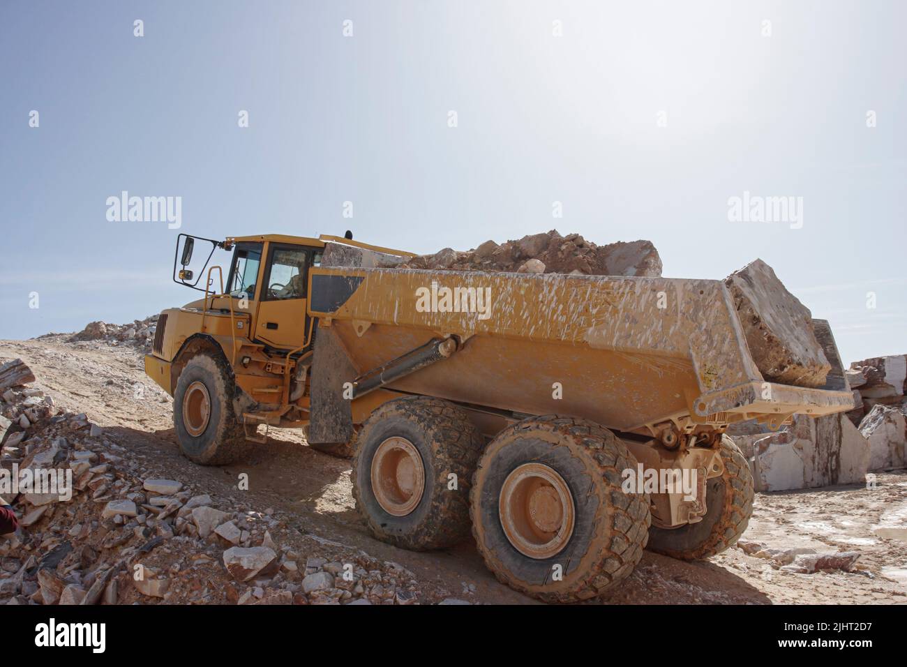 Heavy truck transporting stone in a marble quarry, Estremoz, Portugal ...