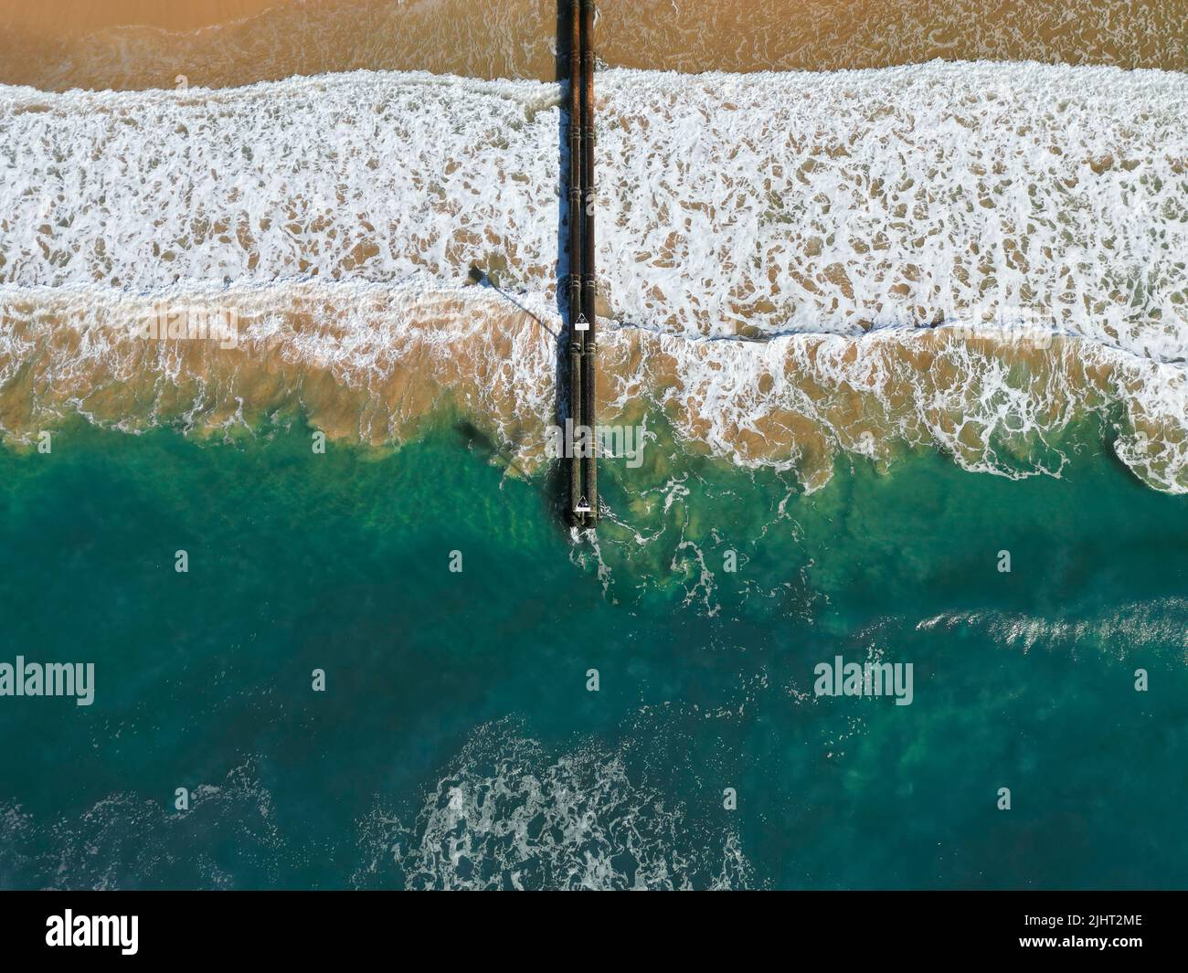 A drone footage of the Manly Beach stormwater pipes, Australia Stock ...