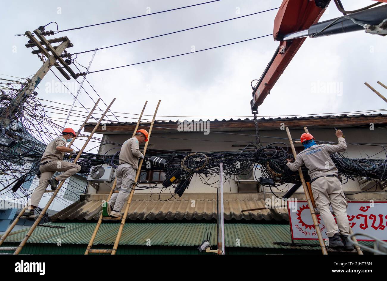 Employees seen working on the lines. Officials and related agencies in ...
