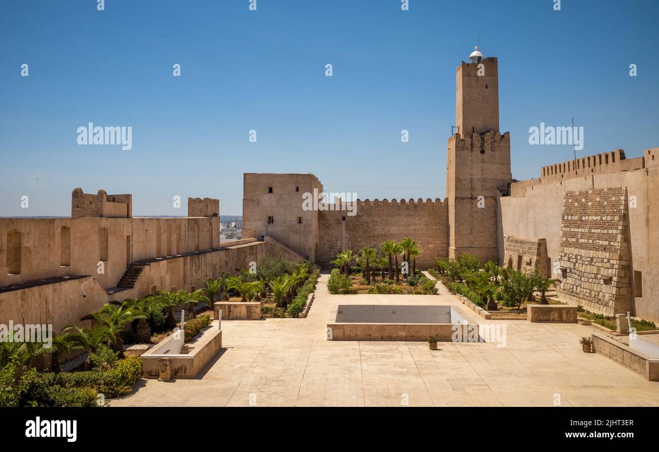 The lighthouse tower seen from the courtyard of the Sousse Kasbah in ...