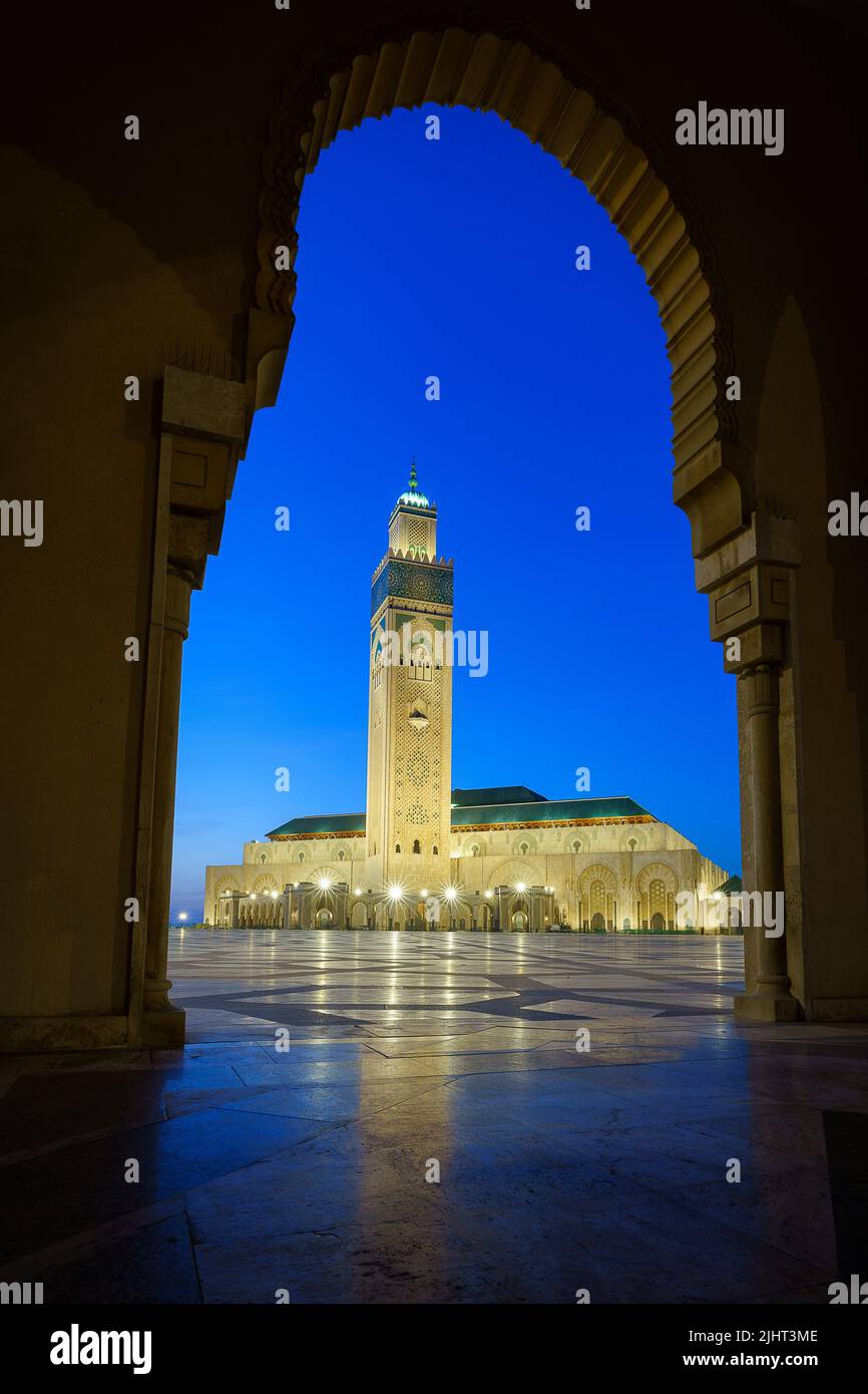 A vertical shot of the Hassan II Mosque in Casablanca, Morocco Stock ...