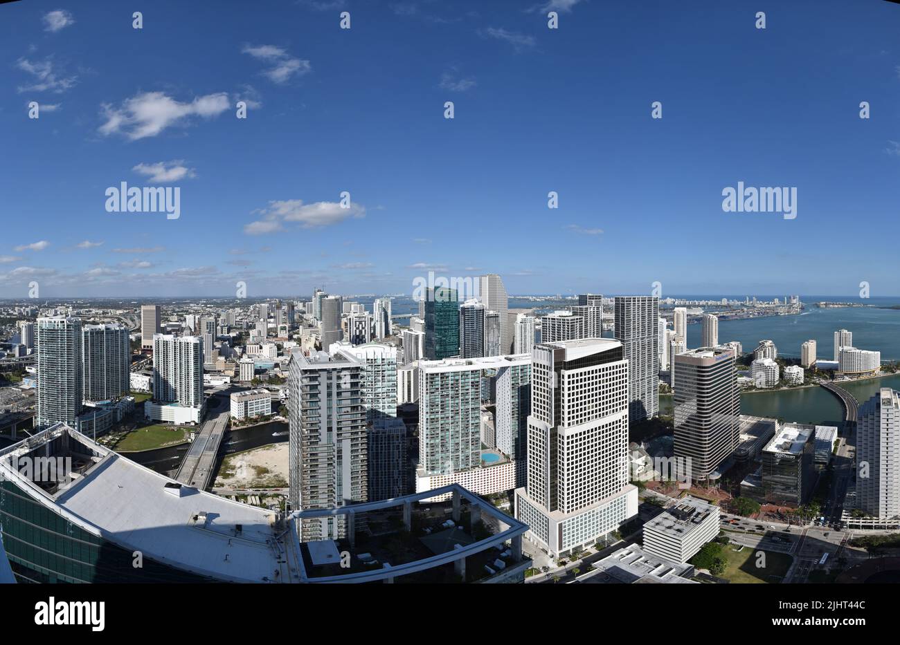 An aerial shot of commercial buildings and skyscrapers of a city Stock ...